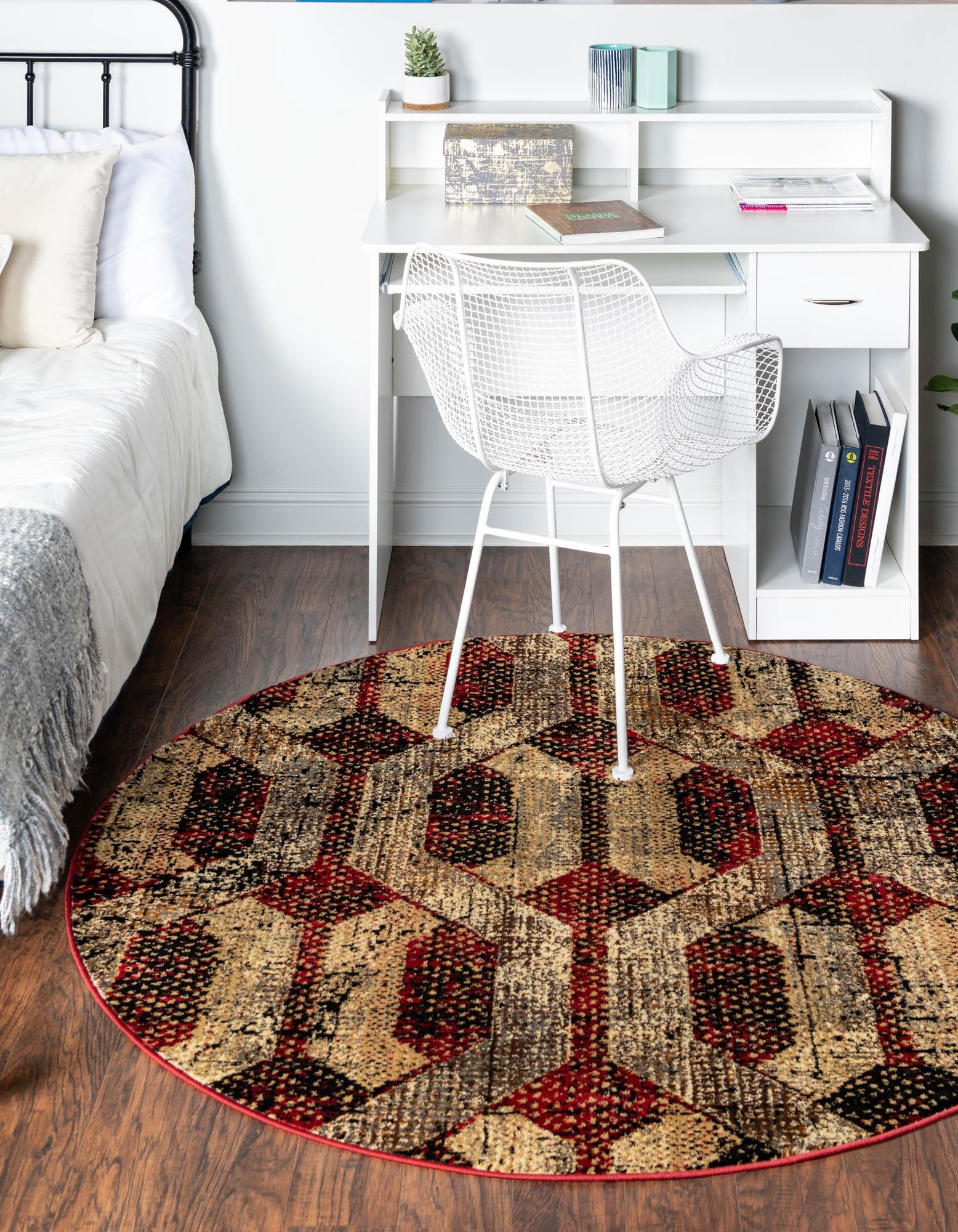 Rugs.com Saturn Collection Rug – 7 Ft Round Burgundy Medium Rug Perfect ...