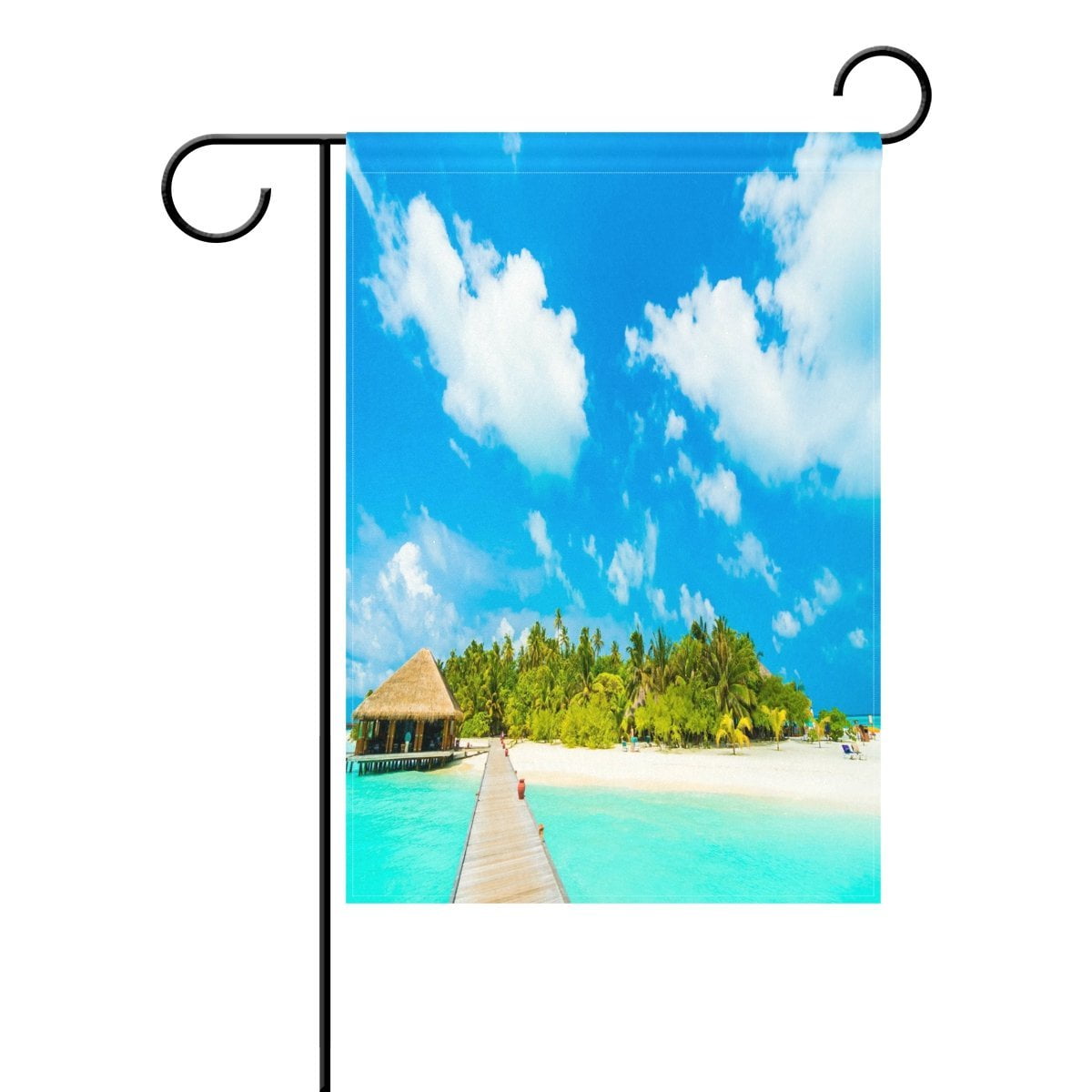 POPCreation Beautiful Tropical Ocean Garden Flag Palm Tree Outdoor Flag ...