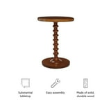 Linon Tara Round Spindle Side Table in Hazelnut Finished Rubberwood ...