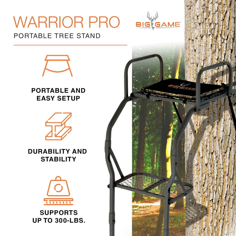 Climber Tree Stand Big Game Warrior Pro Tree Stand - 1 Person Hunting ...