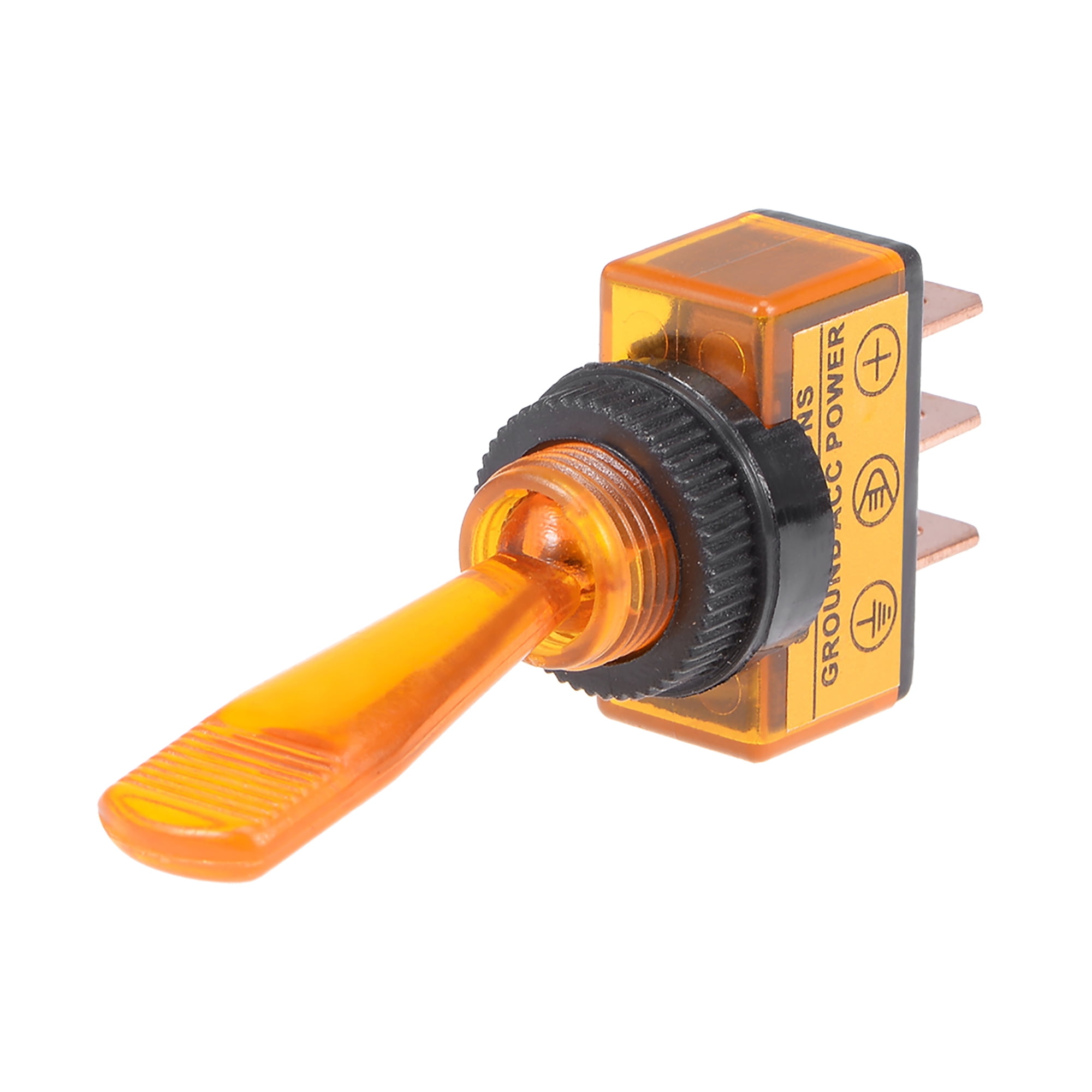 5Pcs SPST Latching Rocker Toggle Switch Yellow LED Light 20A 12V 3P ON ...