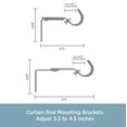 Kenney 1" Adjustable 3.5-4.5" Curtain Rod Mounting Brackets, Set of 2 ...
