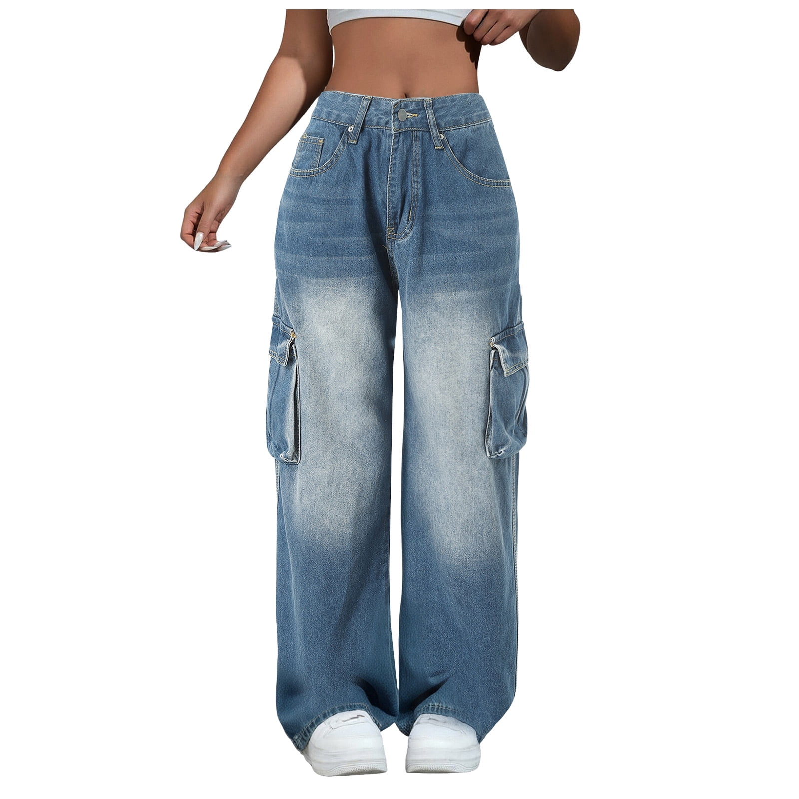 Click here for Hsmqhjwe Women Cargo Jeans For Women With 6 Pocket... prices