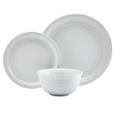 Tabletops Gallery 12 Piece Farmhouse White Stoneware Dinnerware Set ...