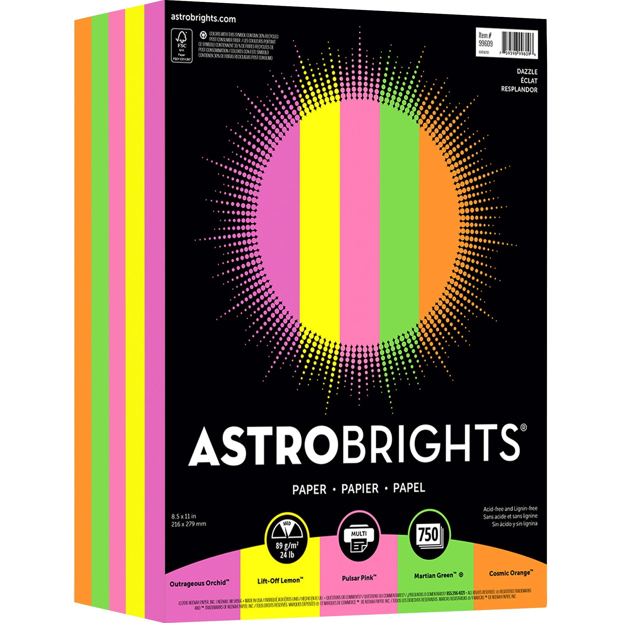 Astrobrights Color Paper - "Dazzle" 5-Color Assortment, Cosmic Orange ...