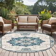 Abstract Boho 6FT Round Area Rugs for Living Room Vintage Blue Beige ...