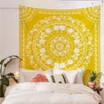 Sketched Floral Medallion Yellow Tapestry, Bohemian Mandala Wall ...