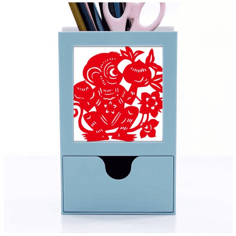 Zodiac Monkey Papercut Chinese Flowers Desk Supplies Organizer Pen ...