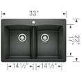Blanco DIAMOND Equal Double Dual Deck SILGRANIT Sink Anthracite ...