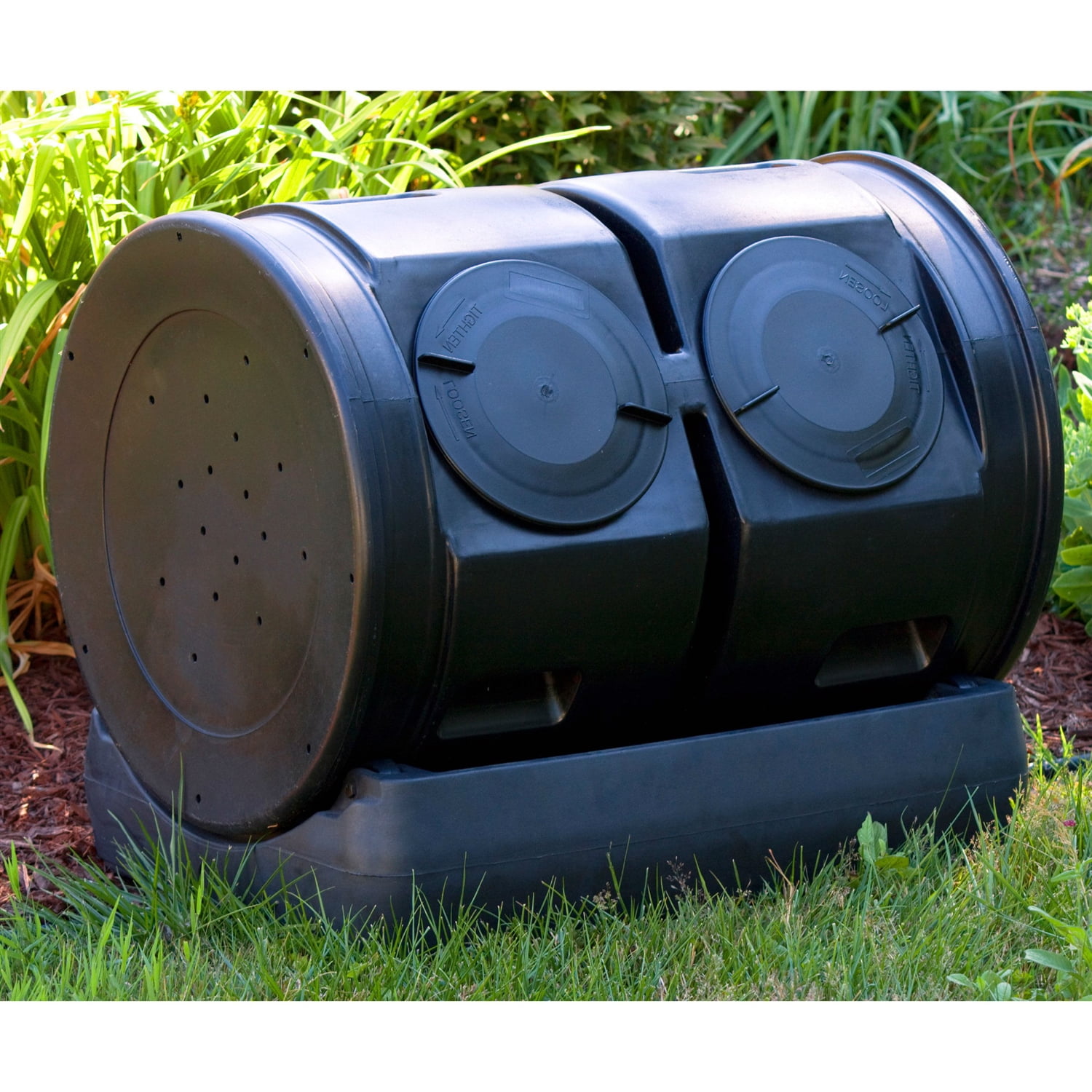 Duel Lid 7-Cubic ft. Composting Bin Tumbler with Compost Tea Collector ...