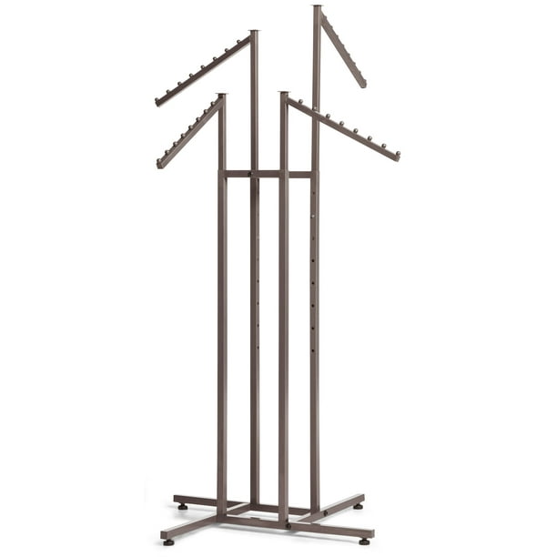 4-Way Clothing Rack with Slant Arms - Boutique Raw Steel - Walmart.com