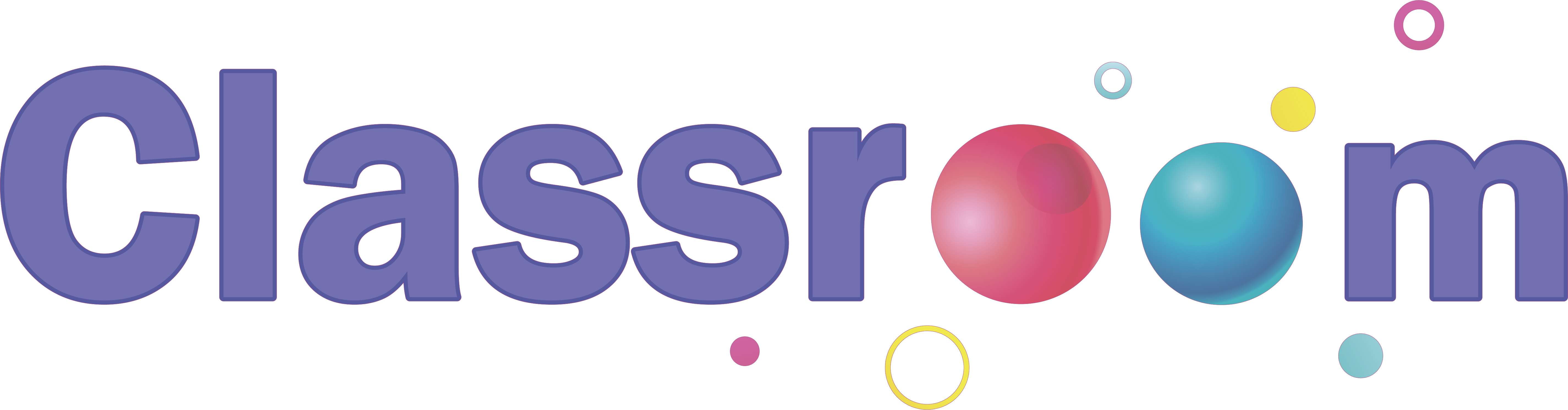 Classroom Logo with Purple and Blue Bubbles Design Vinyl Wall Decal ...