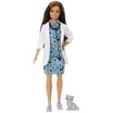 Barbie Pet Vet Fashion Doll, Brunette Veterinarian with Medical Coat ...