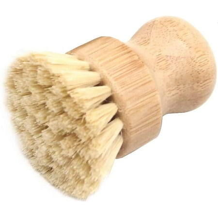 Bamboo Dish Brush, Round Kitchen Brush Dish Brush Wood Dish Brush Palm ...