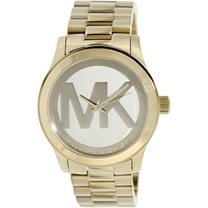 Michael Kors Women's Runway Pave Logo Gold-Tone Stainless Steel Watch ...