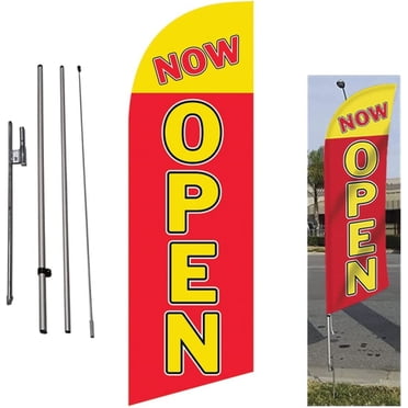 Three Swooper Flag Combo Look Now Open Welcome Red Yellow Advertising ...