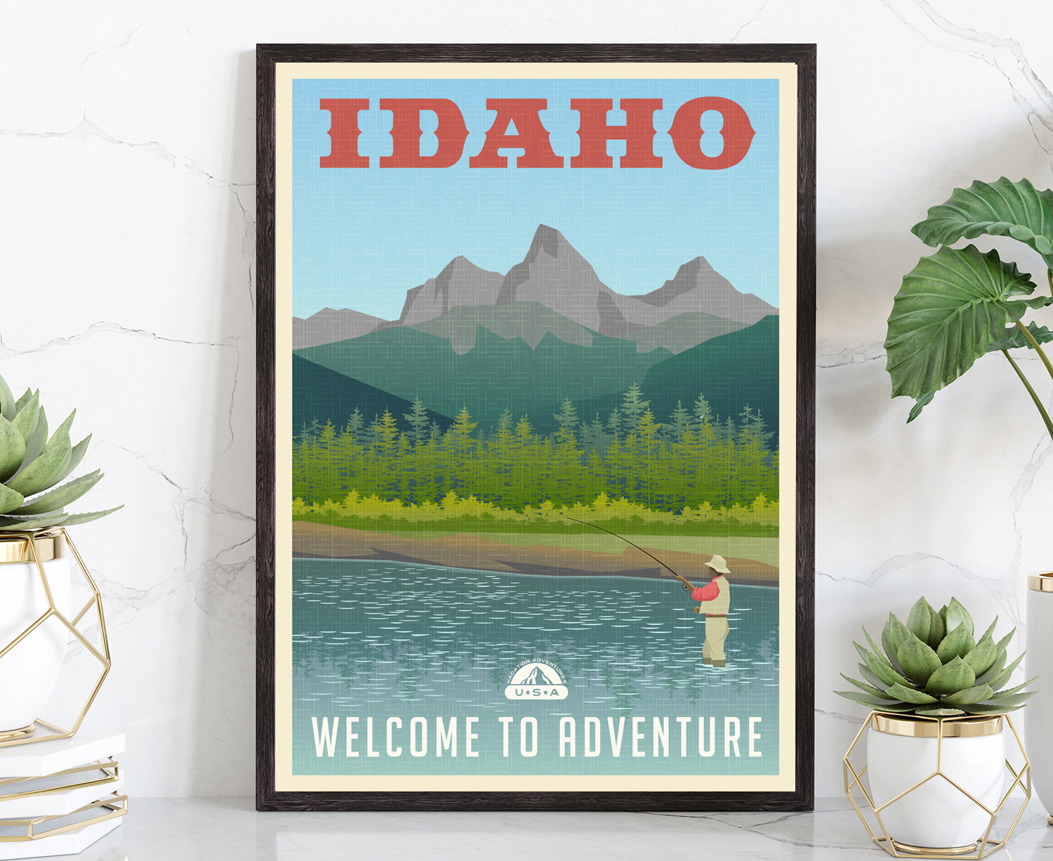 Pera Print Retro Style Travel Poster, Idaho, Vintage Rustic Poster ...