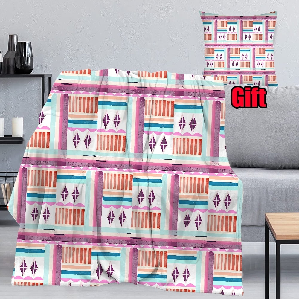 Retro Floral Throws Blanket With Pillow Case For All Season Spring ...