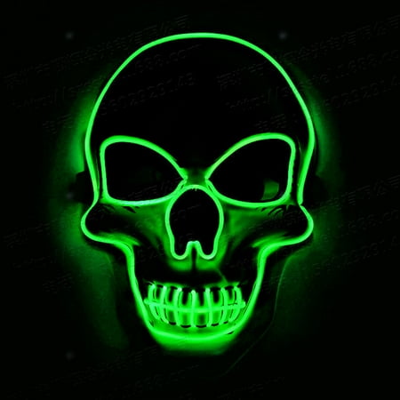 Dinohhi Halloween skeleton mask with LED light, skull fluorescence ...