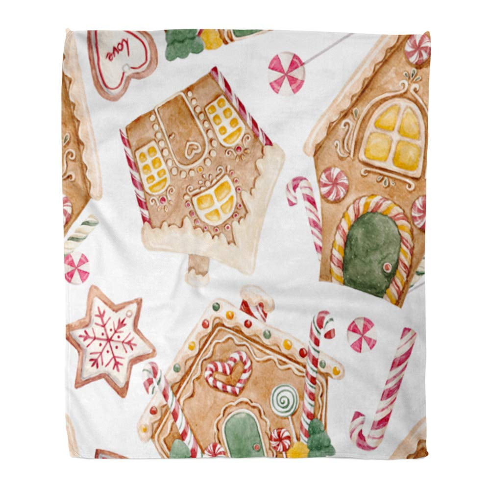 Sidonku Throw Blanket Warm Cozy Print Flannel Watercolor Christmas