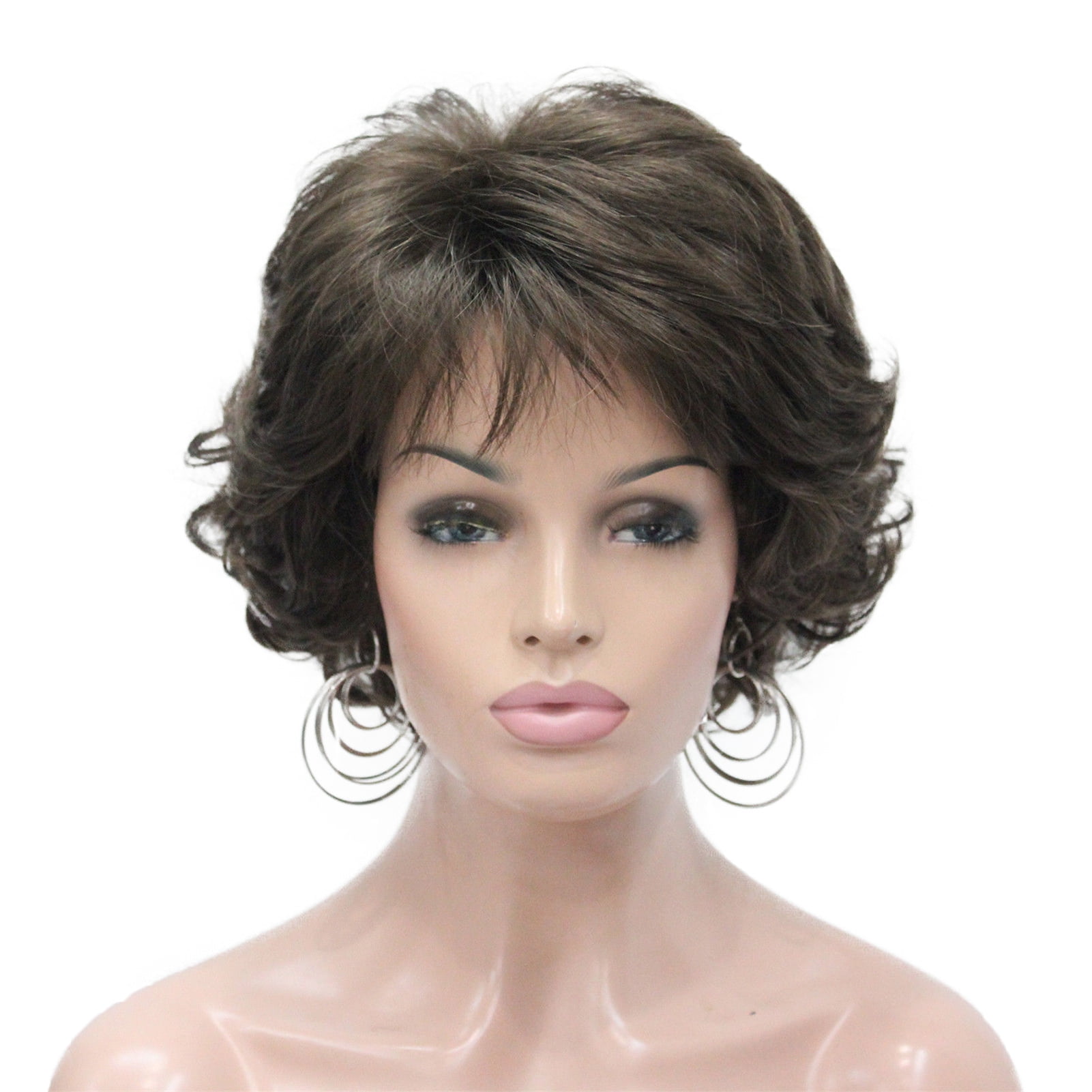 Lydell 8" Short Curly Women Wigs, Soft Shaggy Layered Classic Cap Full ...