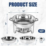 IMACONE 5QT Chafing Dish Buffet Set, 8 Pack Stainless Steel Warmer Trays, Round Glass Lid ...