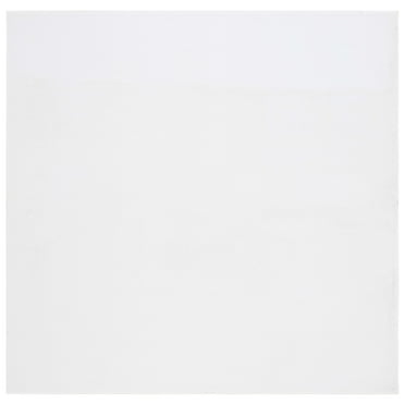 SAFAVIEH Faux Rabbit Fur Daven Solid Area Rug, Ivory, 6' x 6' Square ...