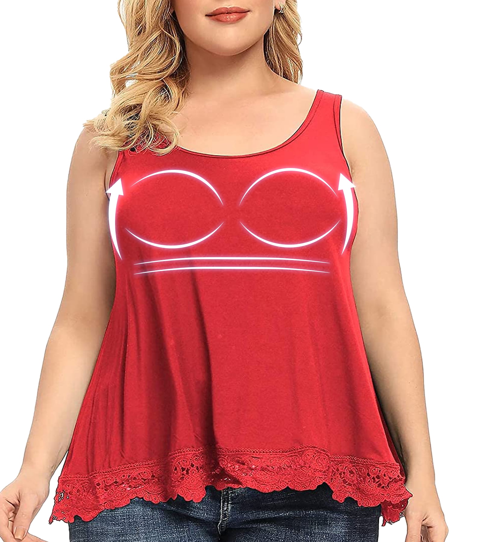 Anyfit Wear Tank Top for Women with Shelf Bra Summer Flowy Lace ...