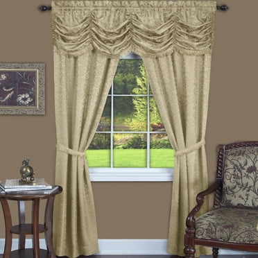 Linen Leaf 4 Pc. Tier & Valance Kitchen Curtain Set - Gold - Walmart.com