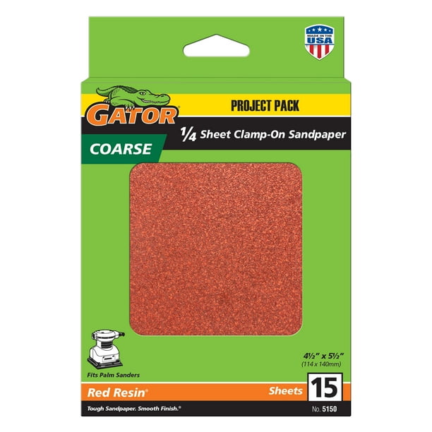 Gator Red Resin Multi-Surface Clamp-On 1/4 Sanding Sheets 80 Grit, 15 ...