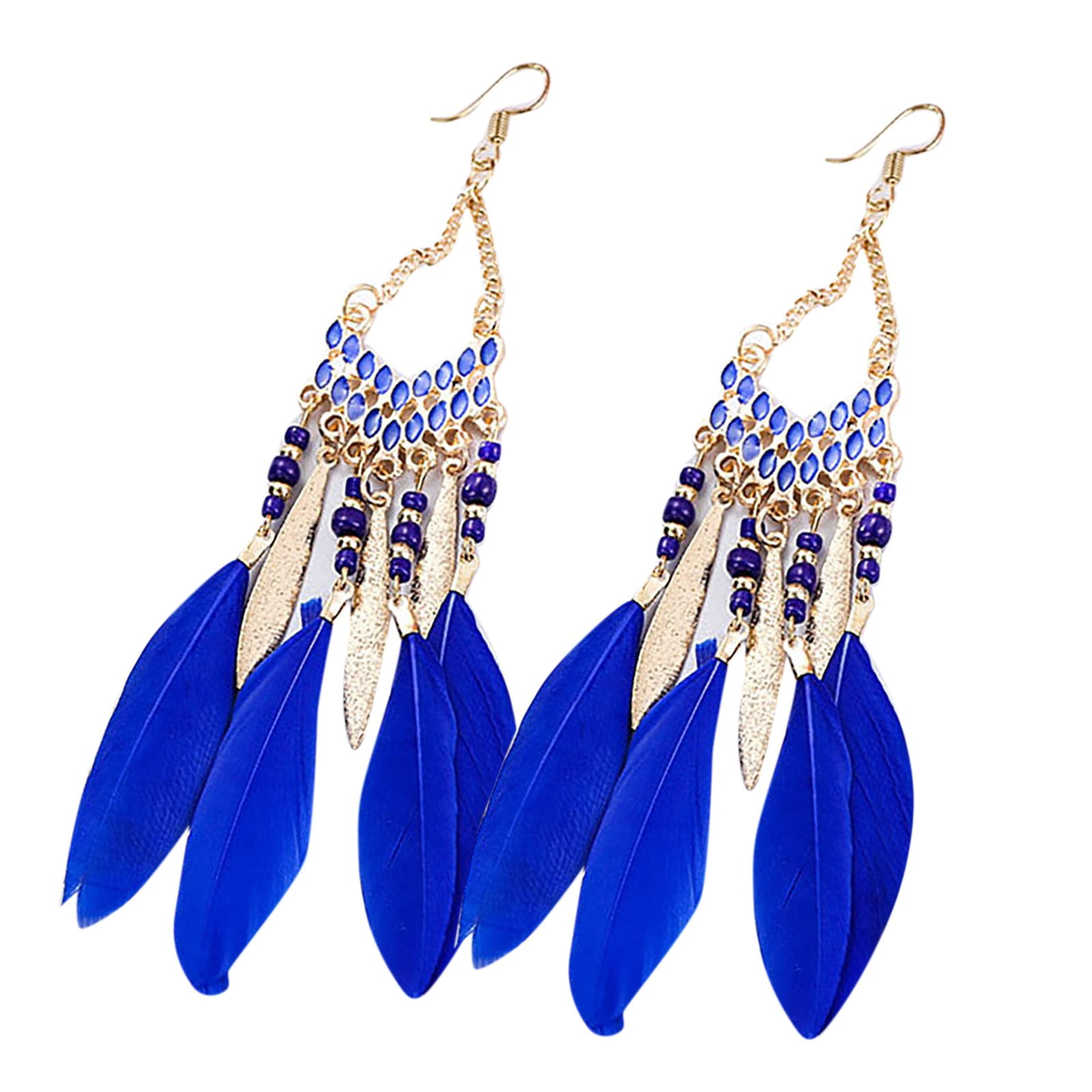 Click here for Dsscvnef Boho Feather Tassel Earrings For Women Lo... prices
