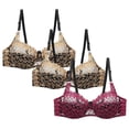 3 Pack Plus Size Underwire Lace Bra for Women , Ultra-Thin Cup Sensual ...