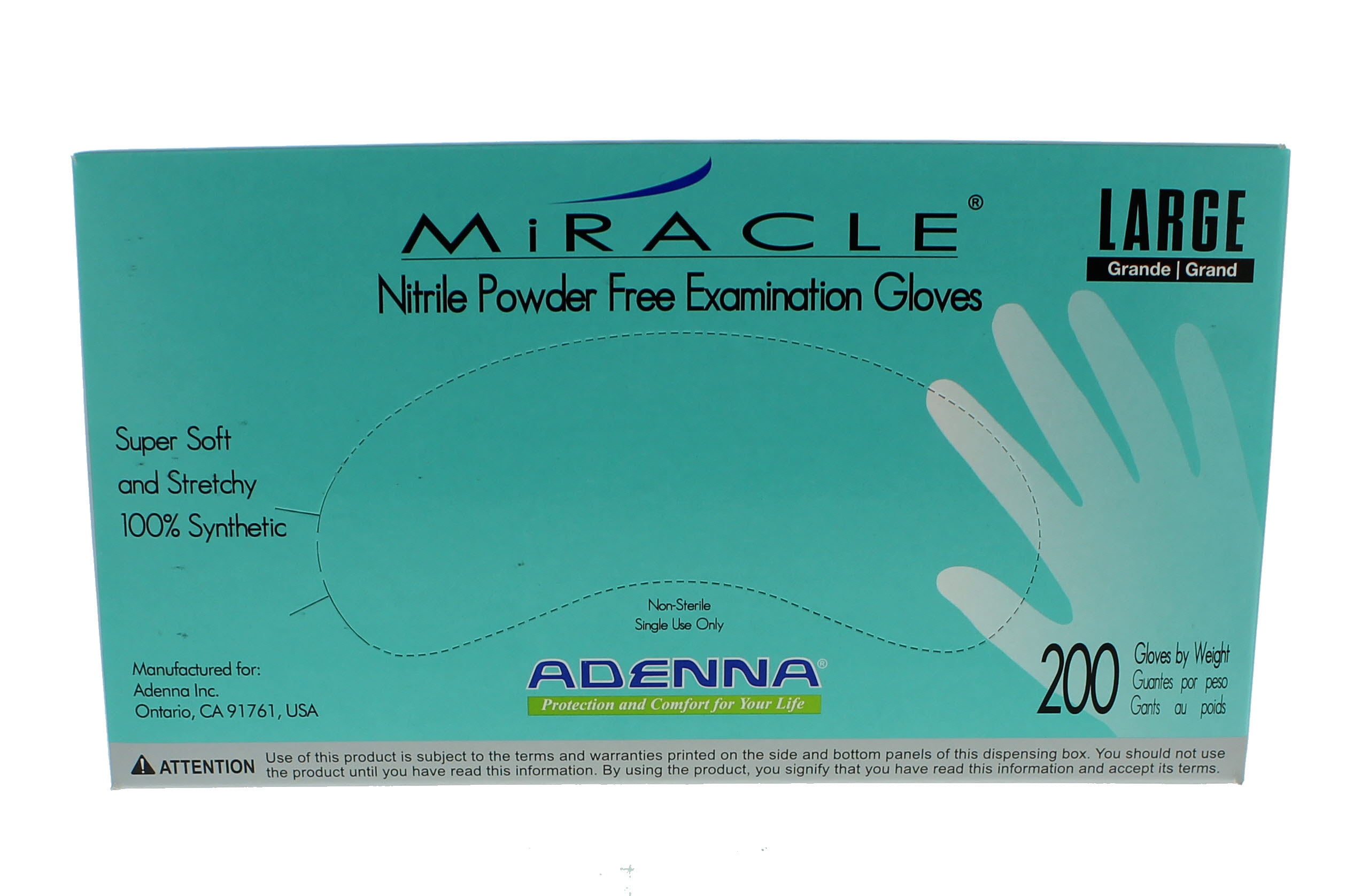 Adenna MIRACLE Blue Nitrile PF Exam Gloves, MIR166 Large - Walmart.com ...
