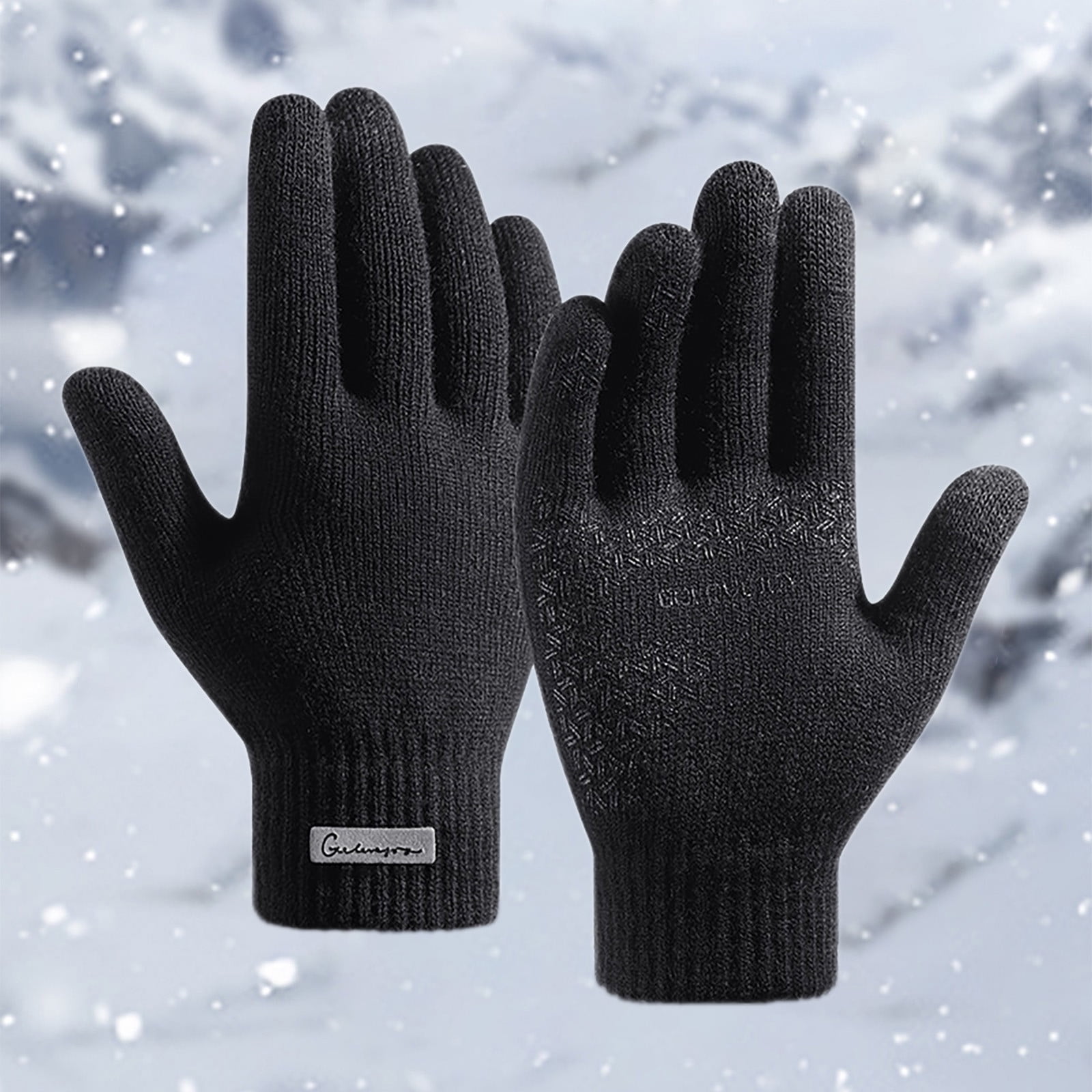 Click here for Cuekondy Black Gloves Mittens Mens Winter Knitting... prices