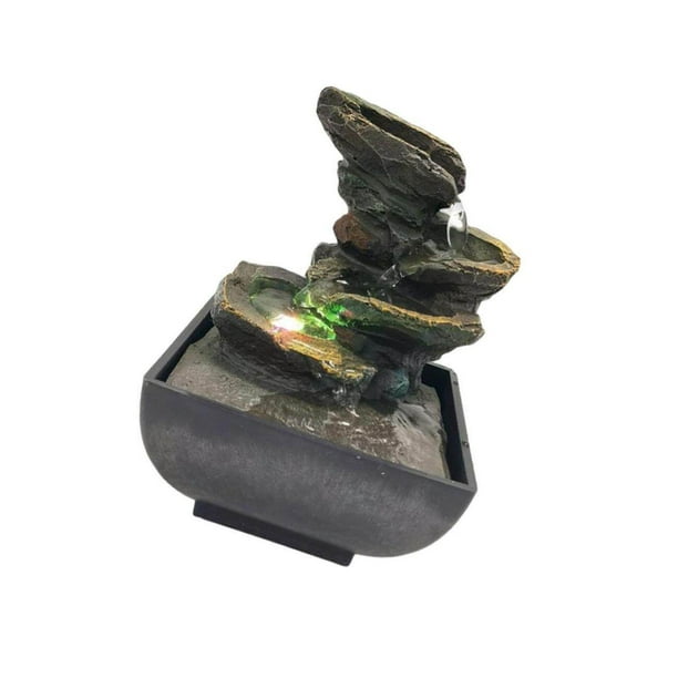 3-Tier Desktop Water Fountain Decor W/LED US 110 V Tabletop Fountain ...