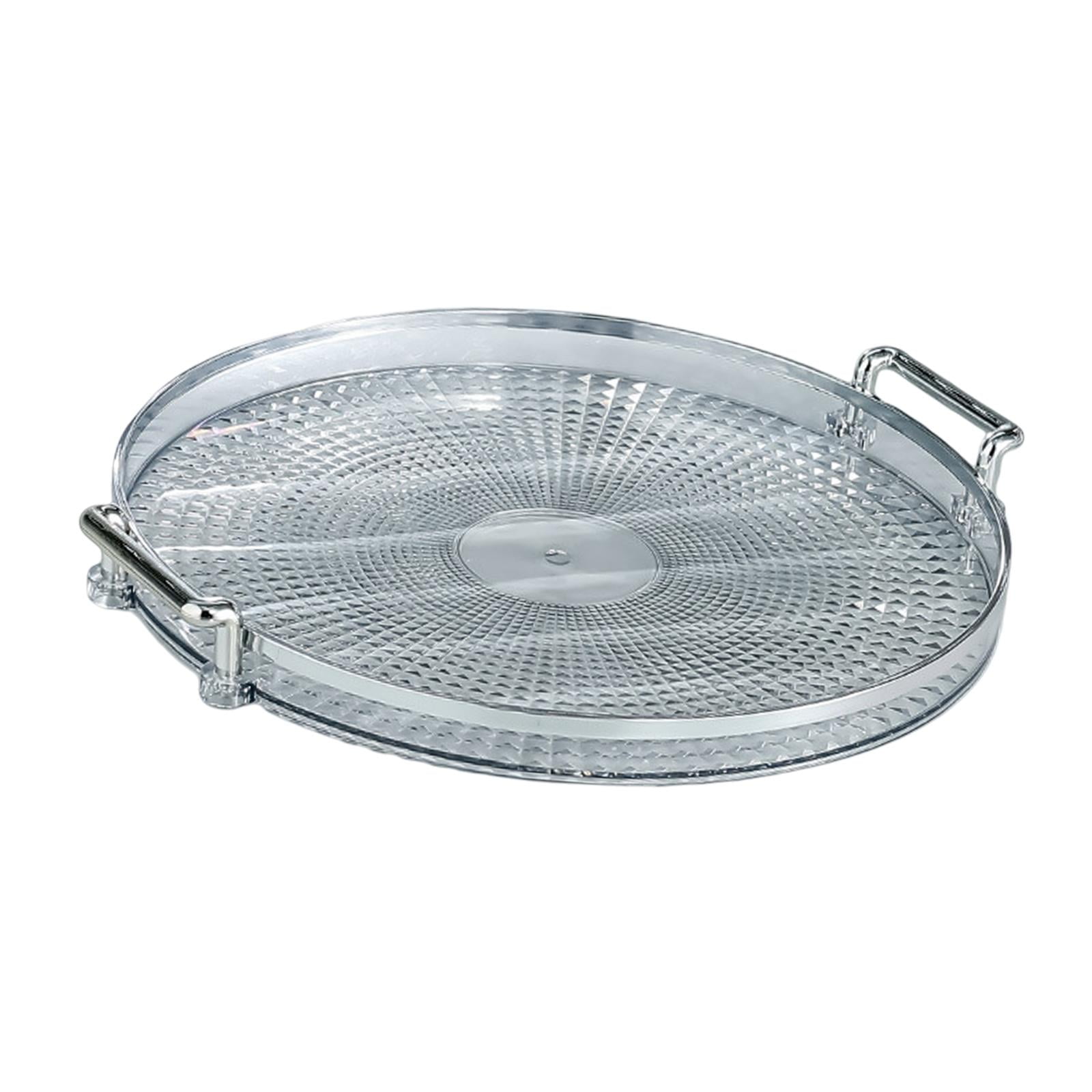 Round Serving Tray Food Tray Vanity Tray Plate with Handle Decorative ...