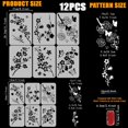 12Pcs 12 Styles Sakura Theme Plastic Painting Stencils Templates Flower ...