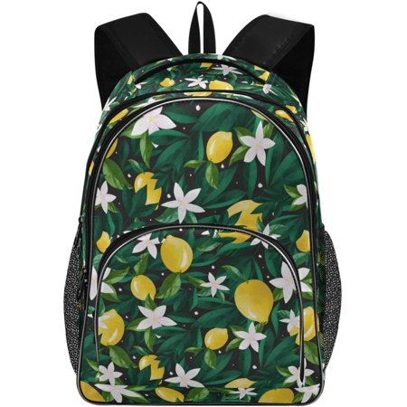 Lemons and White Flowers Dark Background Backpack Daypack Laptop Work ...