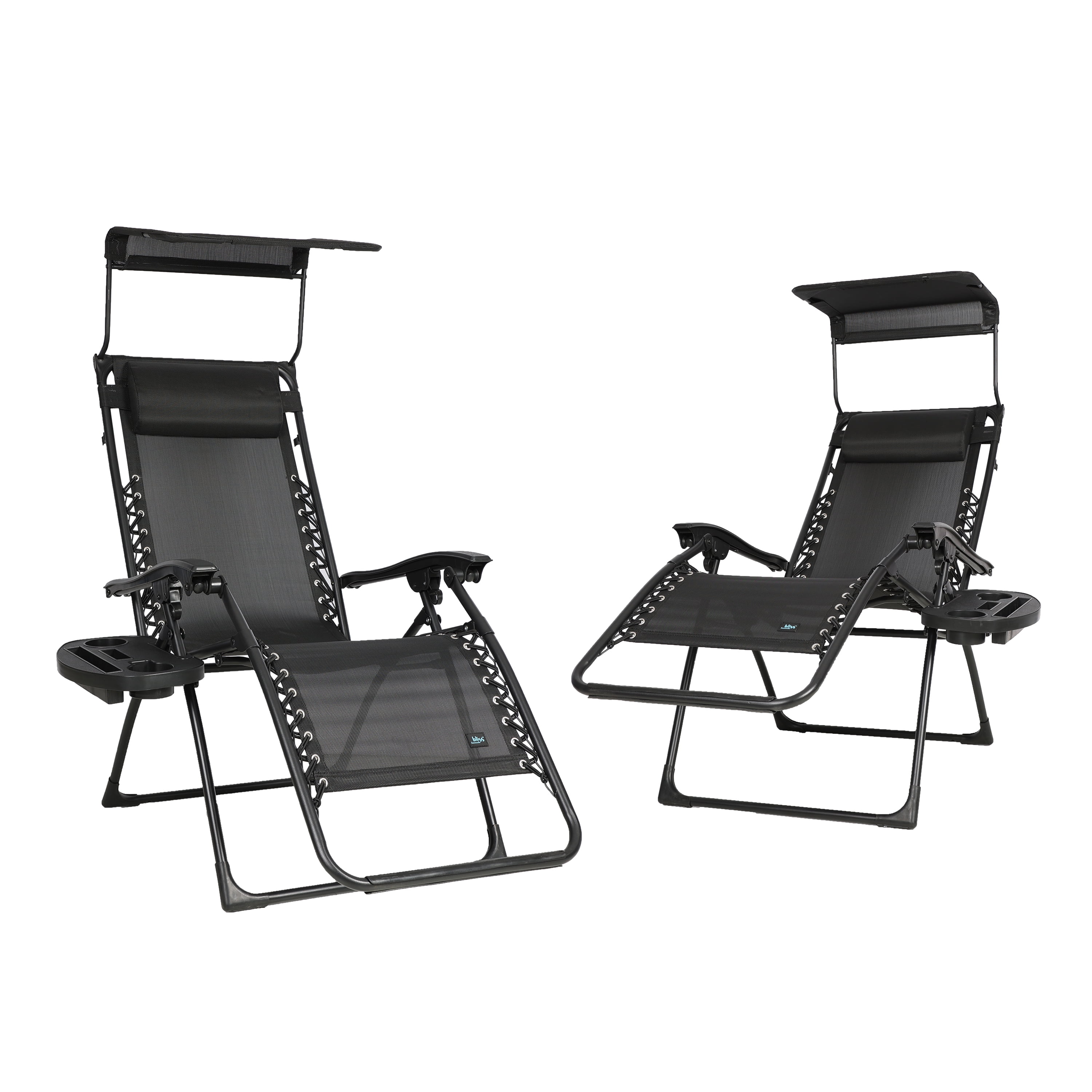 Bliss Hammocks Set of 2 Gravity Free Chairs W/ Canopy, Drink Tray, and ...