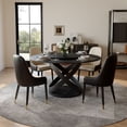 POVISON 51" Modern Black Round Dining Table for 6 with Lazy Susan ...