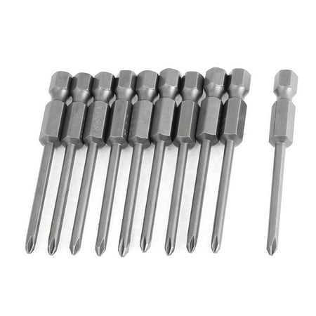 65mm Long PH1 Phillips Cross Head Magnetic Power Driver Bits 10 Pcs ...