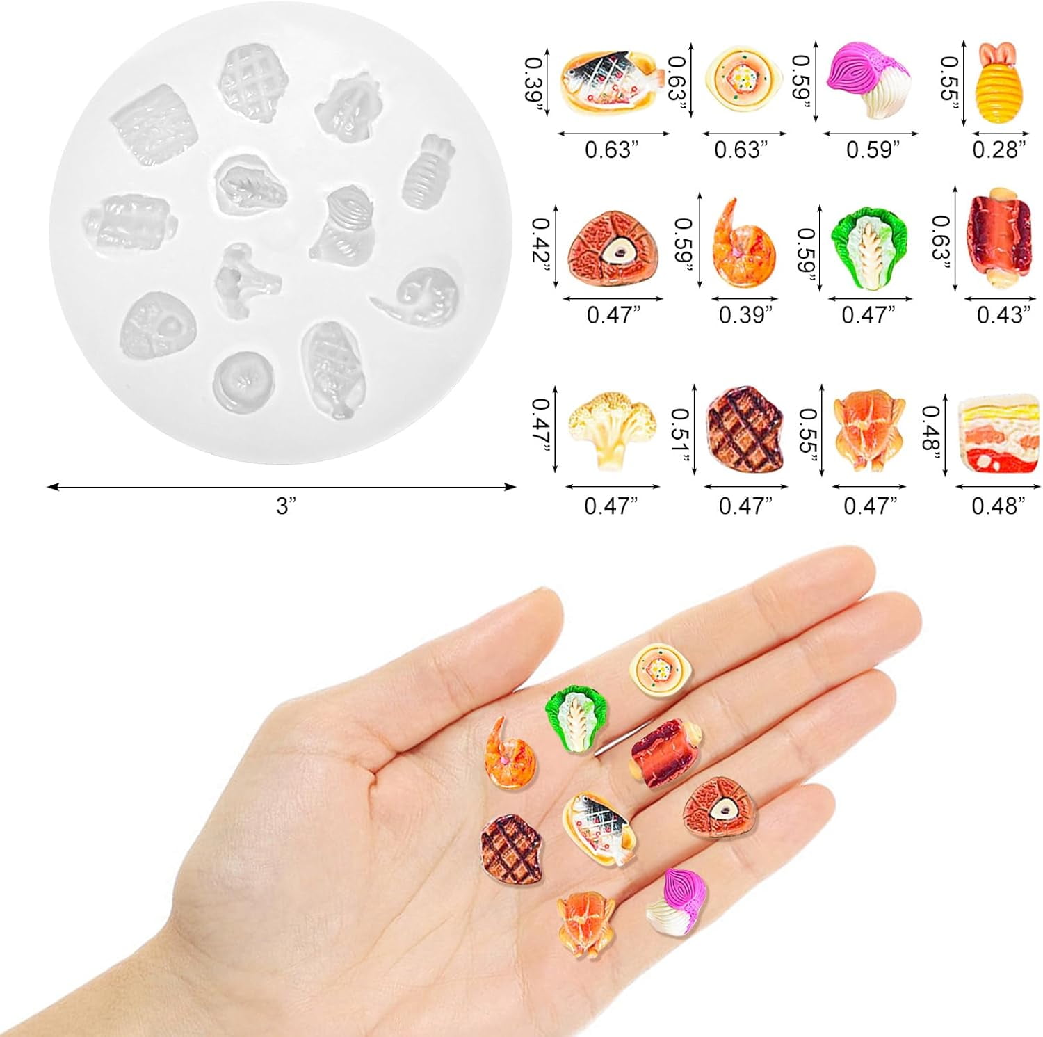 czyyul Mini Simulation Bread Resin Silicone Mold Cute Miniatures Food ...