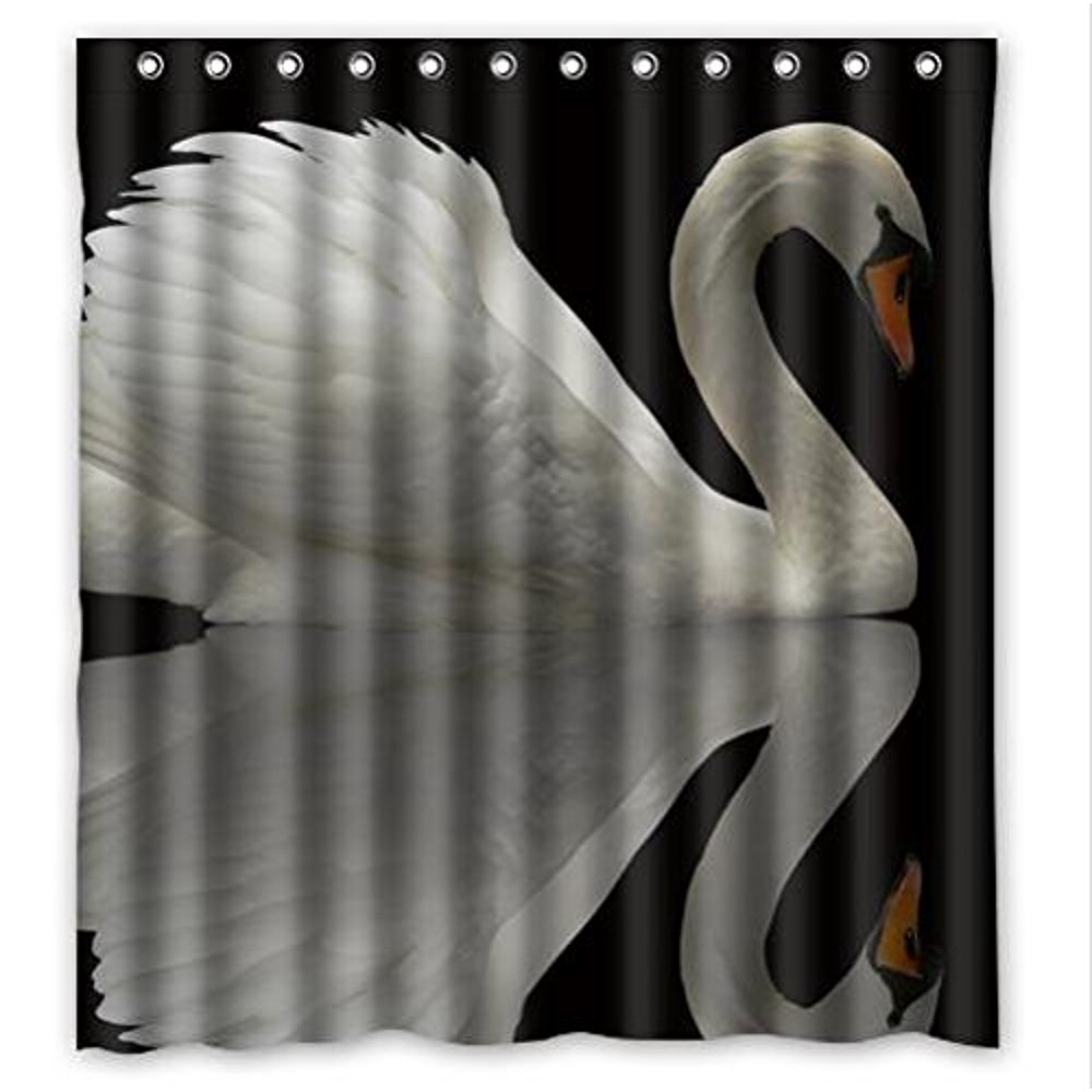 HelloDecor The Reflection In The Water Swan Shower Curtain Polyester ...