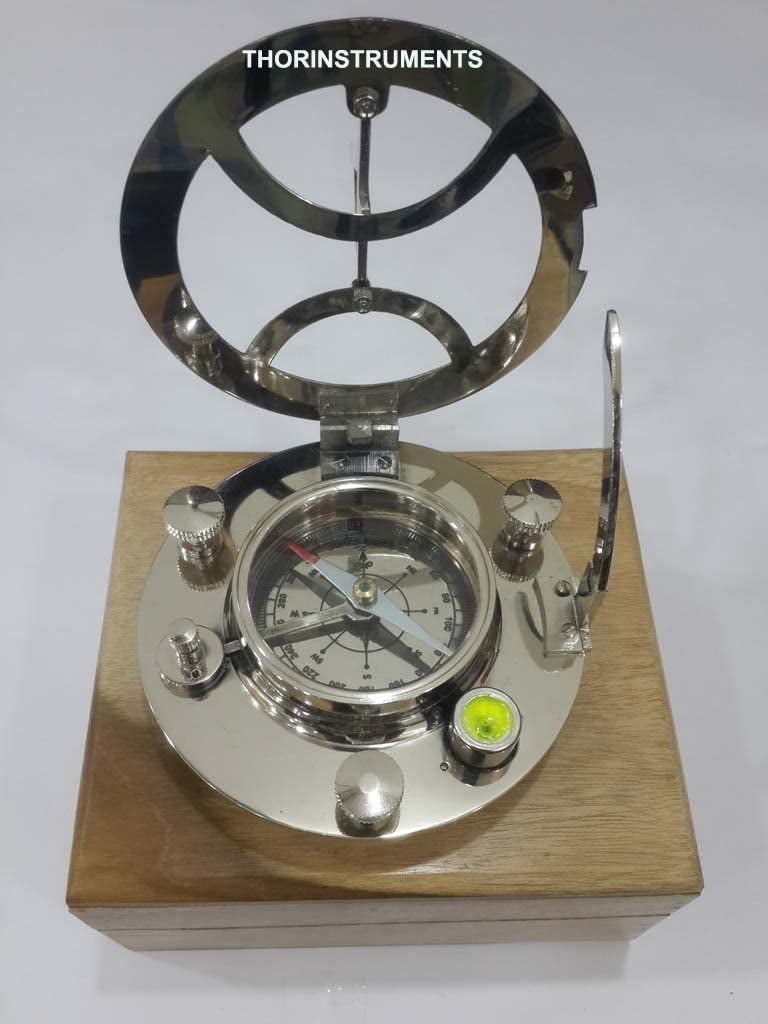 Nautical Triangle Sundial Compass With Teak Functional Compass - Unique ...