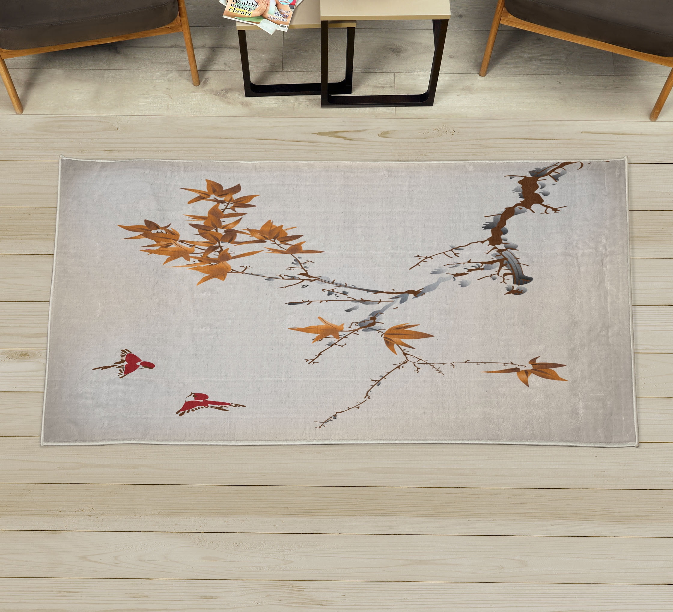 Japanese Decorative Rug, Cherry Blossom Sakura Tree Branches Romantic ...
