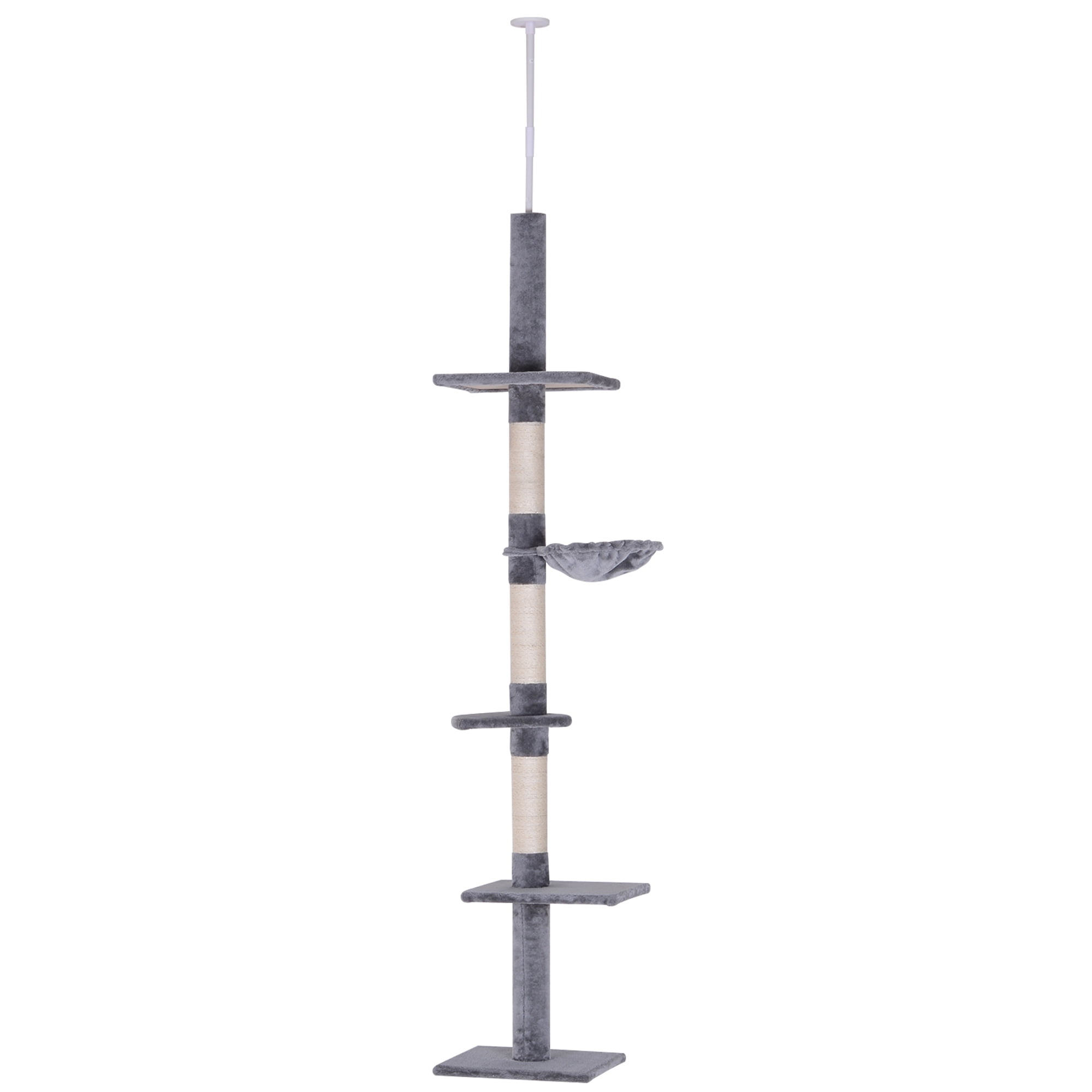 PawHut Cat Tree 5-Tier Floor-to-Ceiling Scratch Post Grey 102" - Walmart.ca