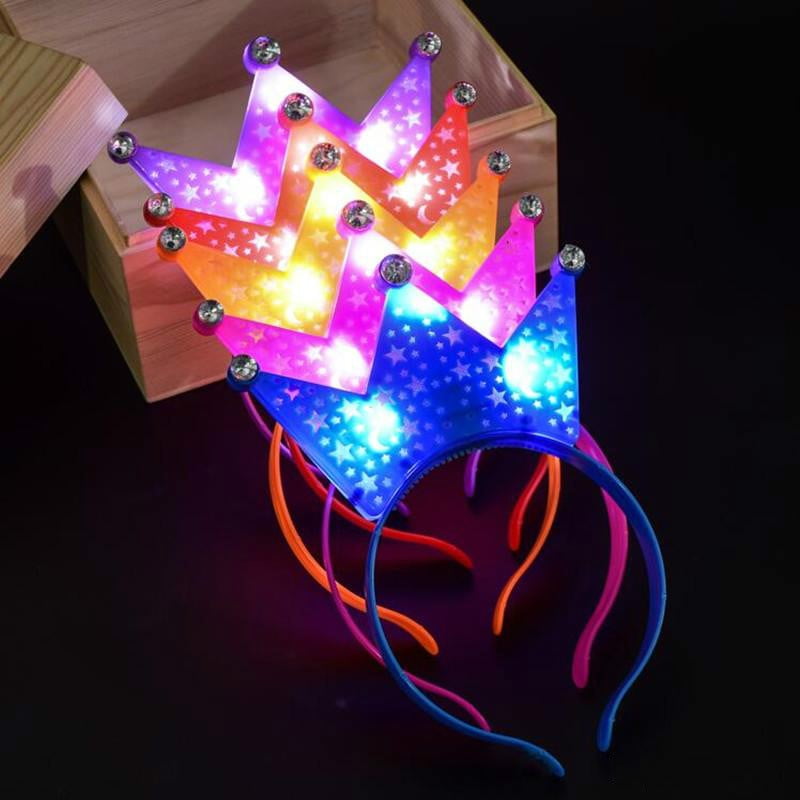 LED Flashing Crown Headband Light Up Birthday Tiaras Glowing Birthday ...