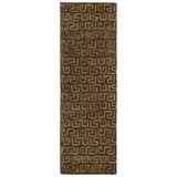 SAFAVIEH Soho Benson Geometric Wool Area Rug, Brown/Gold, 6' x 6' Round ...