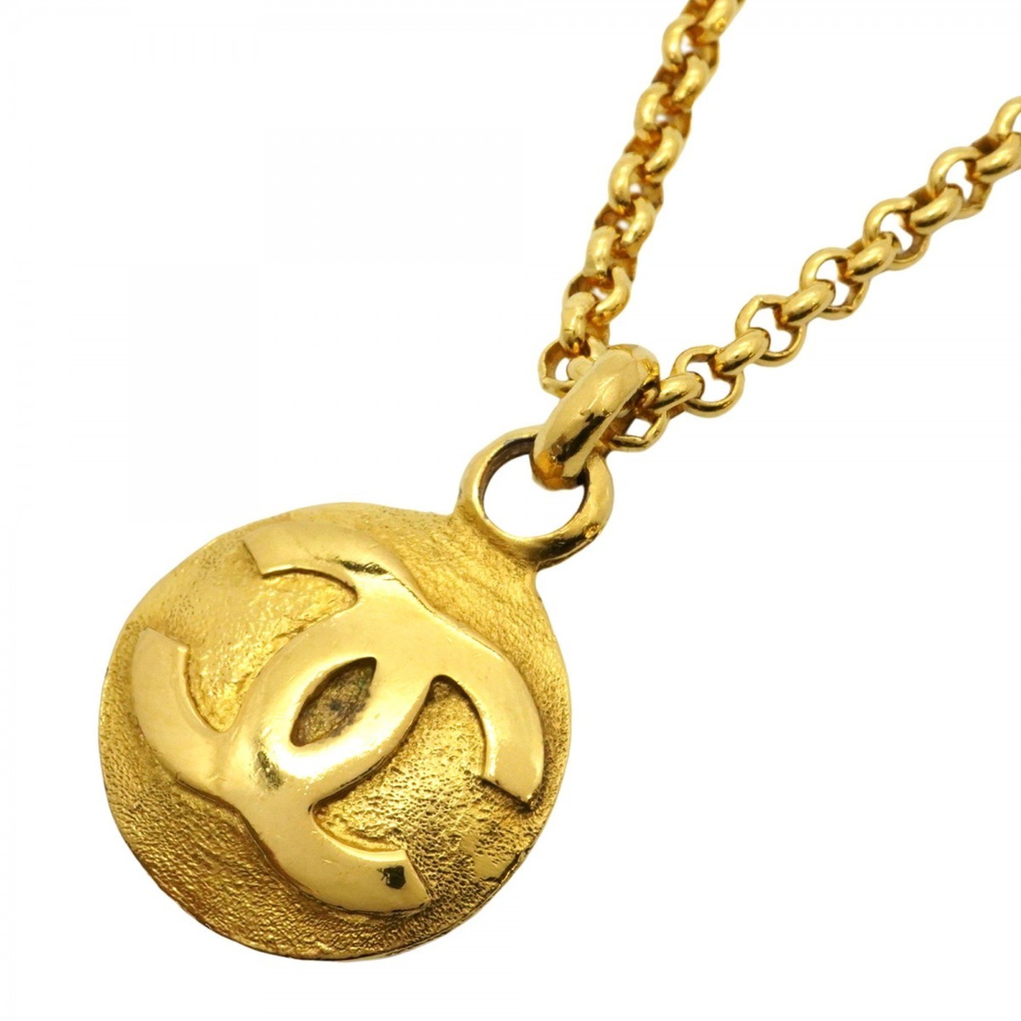 Pre-Owned Chanel Necklace Coco Mark Circle GP Plated Gold Ladies (Good ...