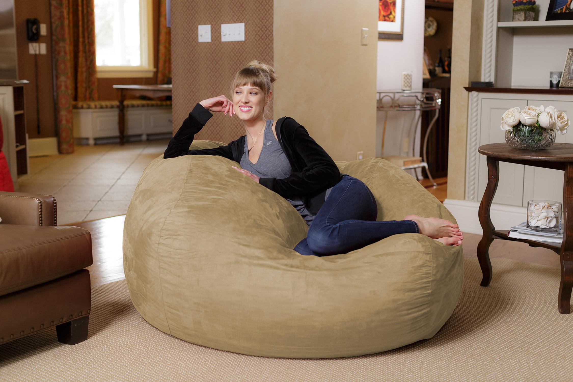 Chill Sack Bean Bag Chair, Memory Foam Lounger with Microsuede Cover ...